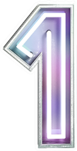 Vivid Neon Font With Fluorescent Tubes Number 1 Sticker