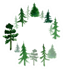 Watercolor Frame With Trees Sticker