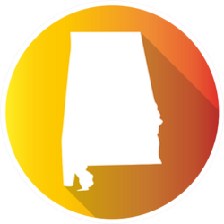 Alabama, Usa Symbol Map Icon Round Sticker