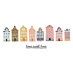 Cute Illustration Of Amsterdam Houses Traditional Sticker