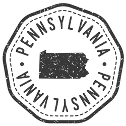 Pennsylvania, Usa Map Stamp Retro Postmark Sticker