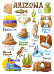 Illustration With Arizona's Countrysides And Symbols Sticker