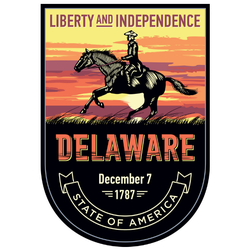 Delaware State Emblem with Sunset Sticker