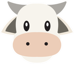 Cow Head Vector Emoji Flat Design Sticker