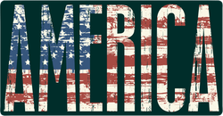 America Text with USA Flag Sticker