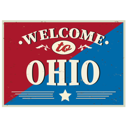 Vintage Card Welcome To Ohio. Old Classic Style. Sticker