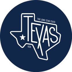 Texas The Lone Star State Monochrome On Blue Sticker