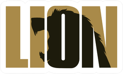 Lion Text with Roaring Lion Inside Letters Sticker