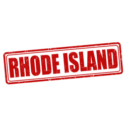Rhode Island Red Grunge Rubber Stamp Lettering Sticker