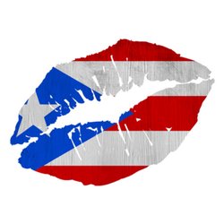 Lip Print Patriotic Kiss Puerto Rico Sticker