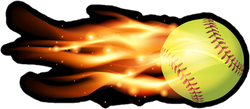 Flying Softball On Fire Sticker