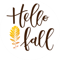 Hello Fall Hand Written Circle Sticker