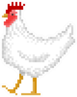 Old School 8 Bit Pixel Art White Hen Standing Sticker