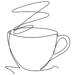 Continuous Line Art Tea Cup Sticker