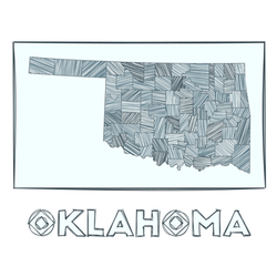 Sketch Map Of Oklahoma Abstract Lettering Sticker