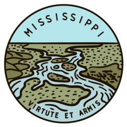 . Mississippi River. State Round Sticker