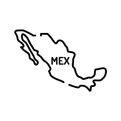 Mexico Map Black Line Icon Sticker