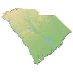 Green Relief Map Of South Carolina Sticker