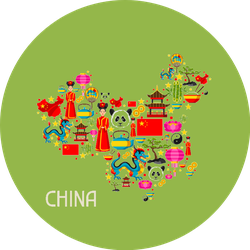 China Map Made Of Chinese Symbols Sticker