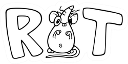 Line Art Rat Text Lettering Sticker