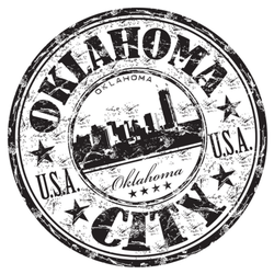 Black Grunge Rubber Stamp Oklahoma City Sticker