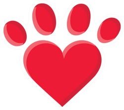 Puppy Love Heart Paw Print Sticker