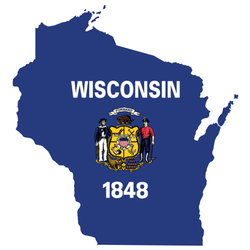 Blue Flat Flag Map Of Wisconsin Sticker
