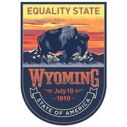 Wyoming State Emblem with Bison Sticker