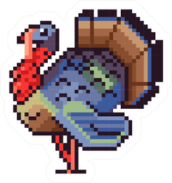 Cool Turkey Pixel Art Style Sticker
