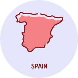 Pink Spain Map With Name
