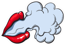Female Lips Blowing Smoke Sticker