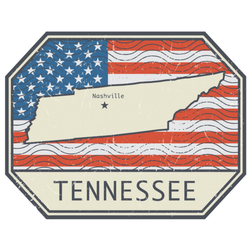 Stamp With The Name And Map Of Tennessee Sticker