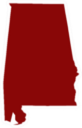 Deep Dark Red Alabama Map Sticker