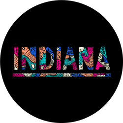 Indiana. Multicolor Doodle Lettering Sticker
