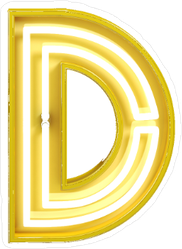 Fluorescent Yellow Tubes Letter D Sticker
