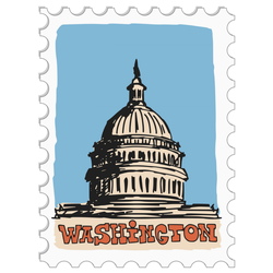 Stamp With Doodle View Of Washington DC Sticker