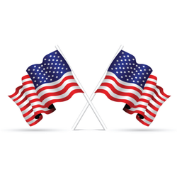 Two American Flags Crossed Sticker