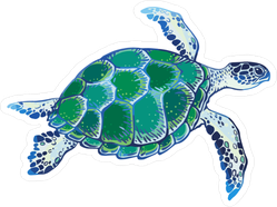 Green & Blue Watercolor Sea Turtle Sticker