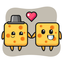 Cheese Cartoon Couple Fall In Love Sticker