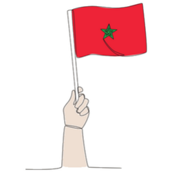 A Hand Raised The Morocco Flag Drawing Sticker