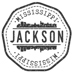 Jackson, Ms, Stamp Skyline Silhouette Sticker