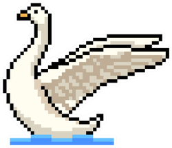 Pixel Art Swan Isolated Cartoon Sticker