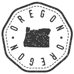 Oregon, Usa Map Stamp Retro Sticker