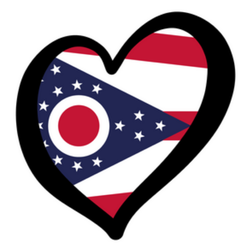 Ohio Flag Inside Heart Shape Sticker