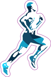 Abstract Blue Running Man Sticker
