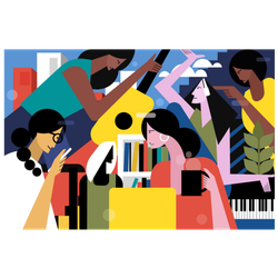 Abstract Illustration Of Musical Women Sticker