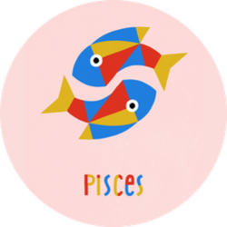 Abstract Pisces Zodiac Sign On Pink Sticker