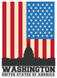 Washington DC And US Flag Sticker