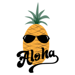 Aloha Calligraphy Pineapple In Sunglasses Sticker