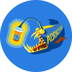 Angler Fish Using Pills Drug Addiction Concept Sticker
